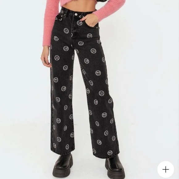 Edikted | Jeans | Nwt Edikted Black High Waisted Moodydenim Wide Leg ...